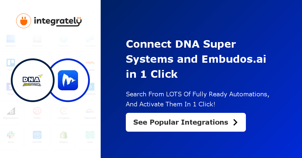 Connect DNA Super Systems & Embudos.ai Integrations: 68 Integrations ️