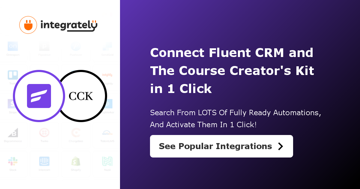 How to integrate Fluent CRM & The Course Creator's Kit | 1 click ️ ...