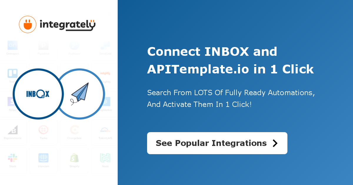 How to integrate INBOX & APITemplate.io | 1 click ️ integration