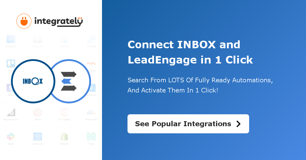 Connect INBOX & LeadEngage Integrations: 1 Integrations ️