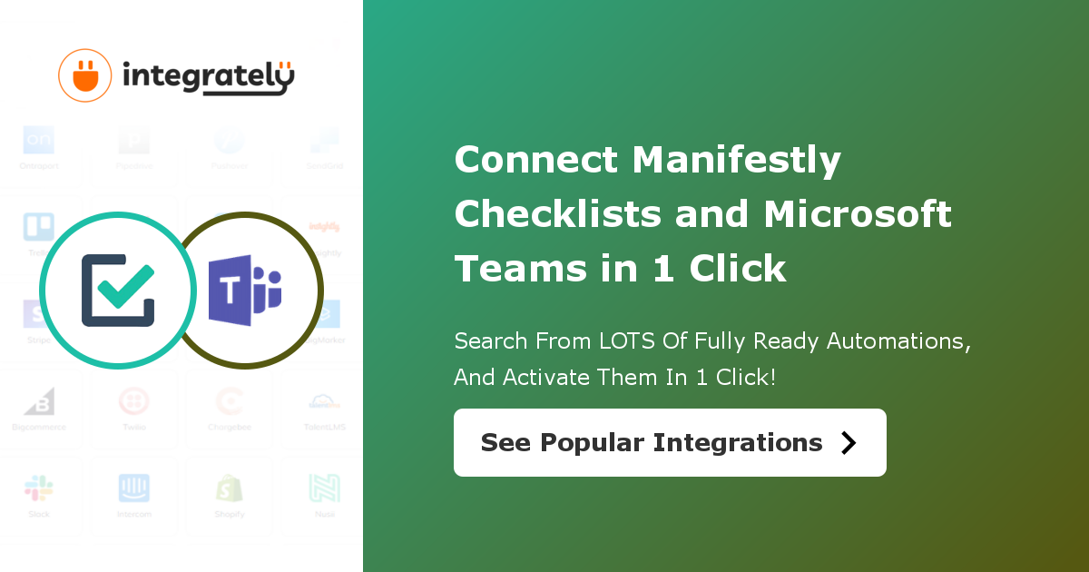Manifestly Checklists Microsoft Teams Integration: Connect in 1-click ️