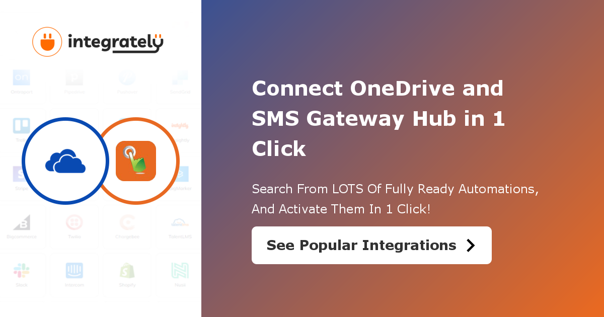 How to integrate OneDrive & SMS Gateway Hub | 1 click ️ integration