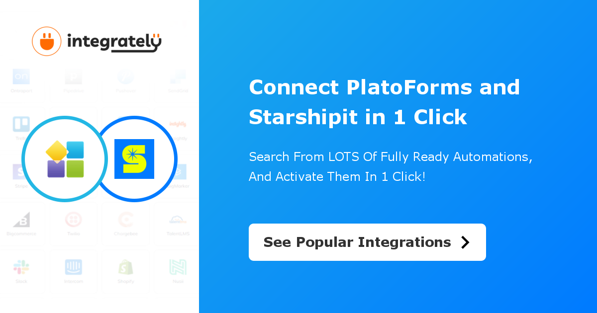 PlatoForms Starshipit Integration: 1 Integrations ️