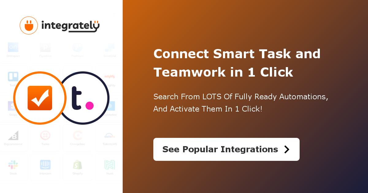 How to integrate Smart Task & Teamwork | 1 click ️ integration