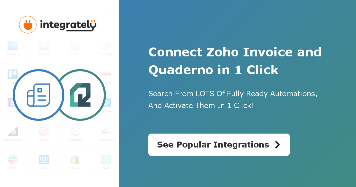 How to integrate Zoho Invoice & Quaderno | 1 click ️ integration